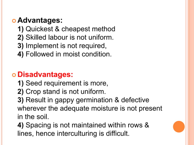 methods of sowing Of crops | PPTX | Agriculture | Industries