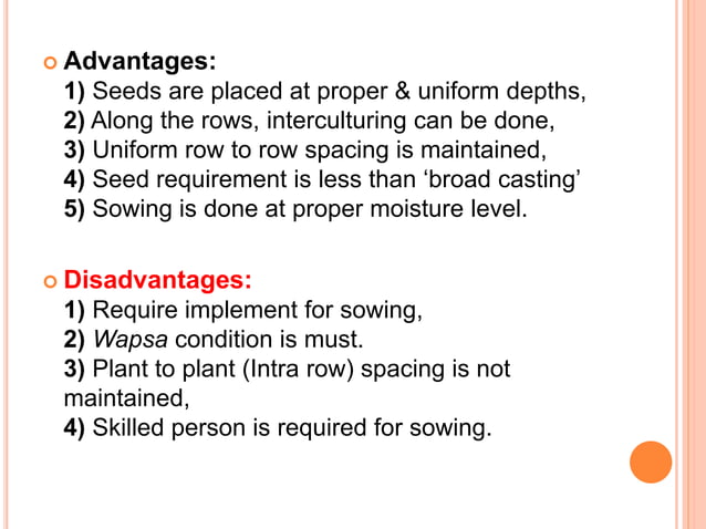 methods of sowing Of crops | PPTX | Agriculture | Industries