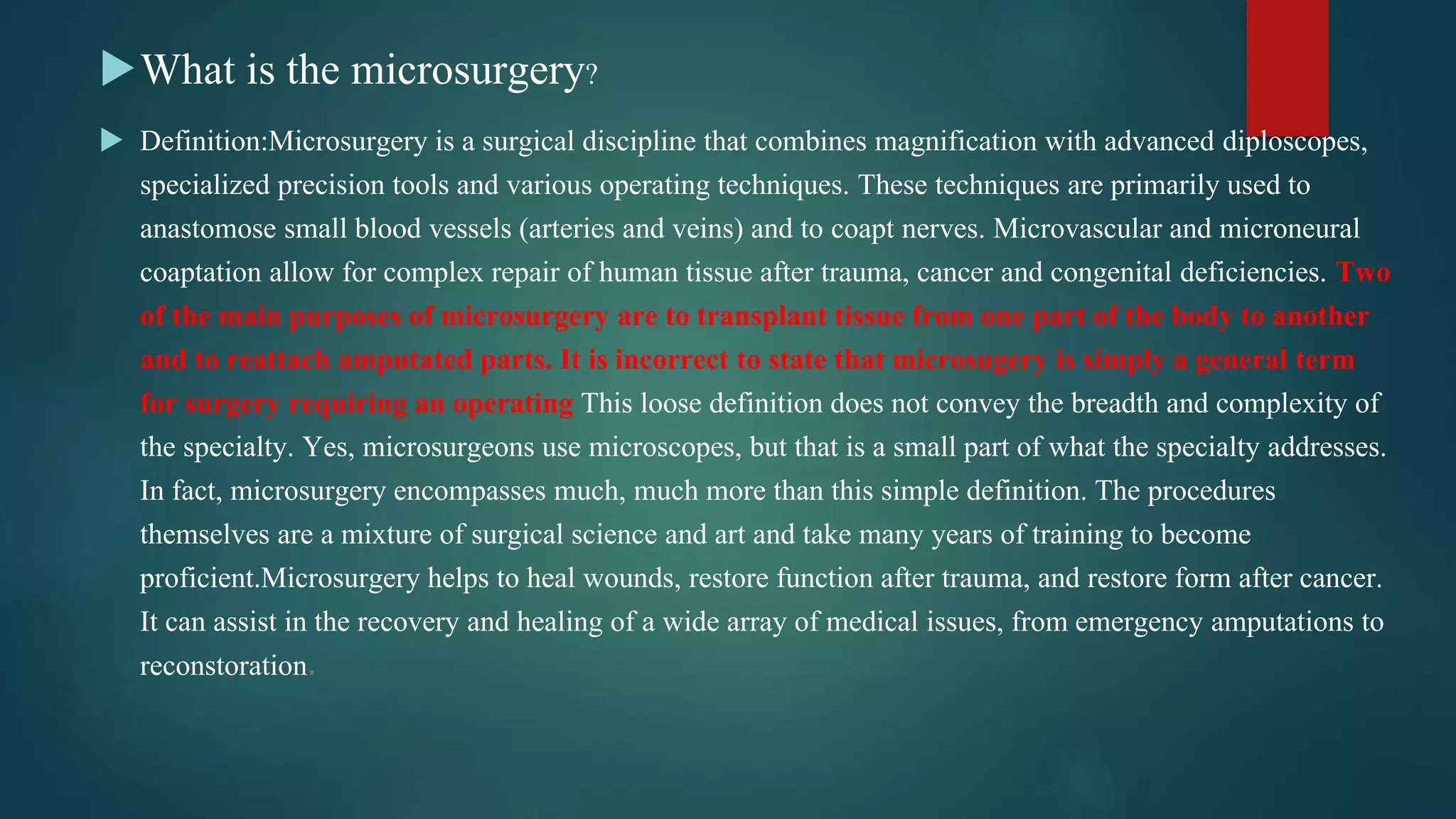 Presentation microsurgery | PPTX