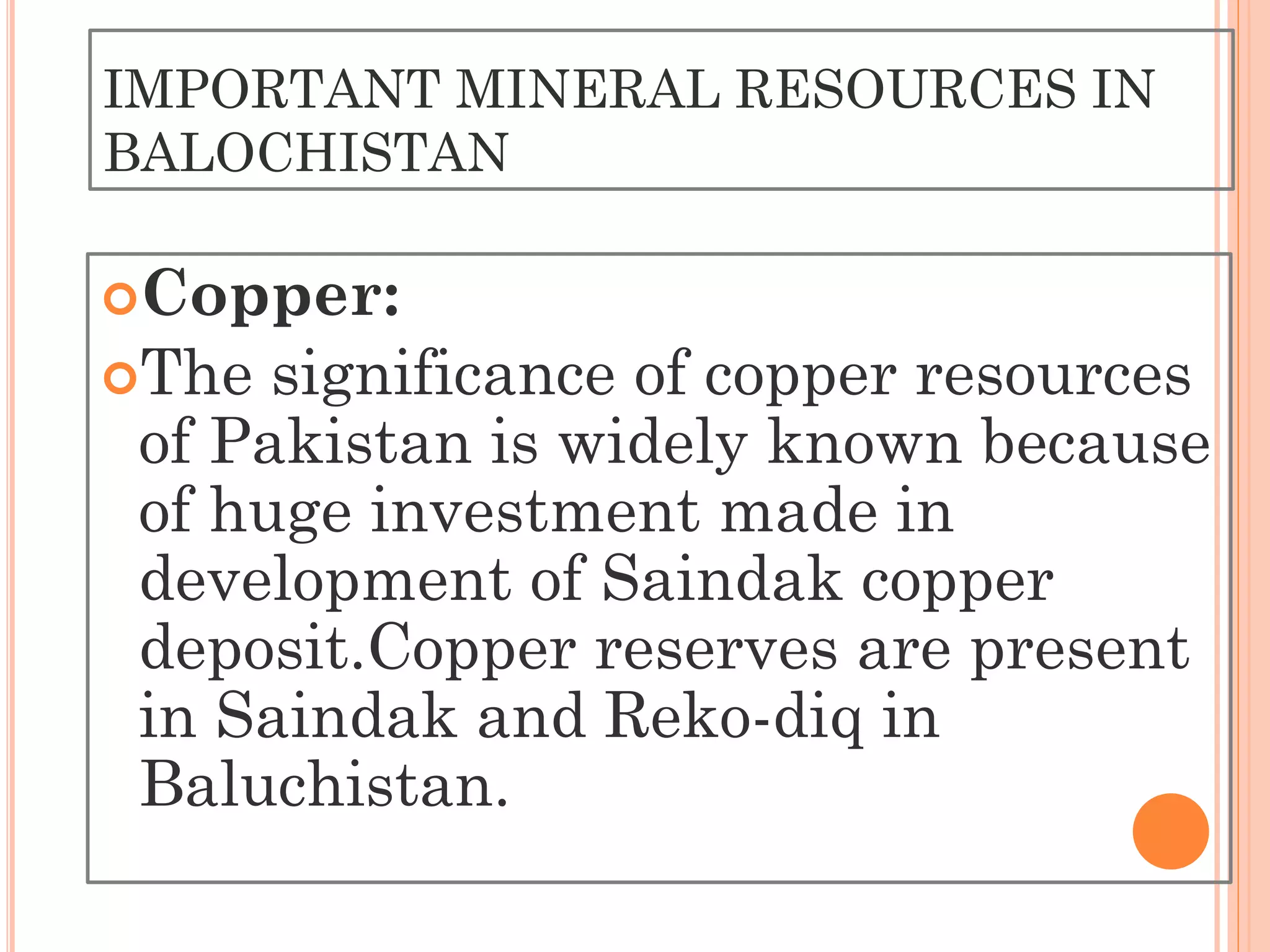 mineral resources of pakistan | PPTX