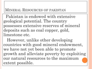 mineral resources of pakistan | PPTX