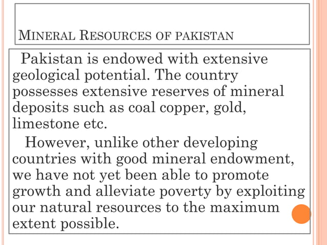 mineral resources of pakistan | PPTX | Commodities | Economy