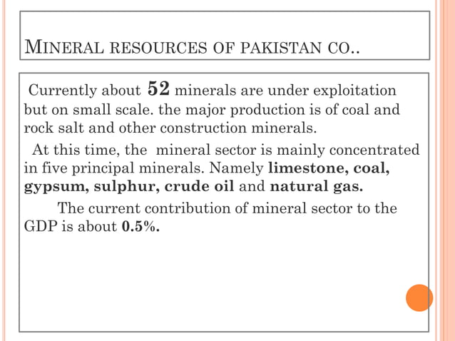 mineral resources of pakistan | PPTX | Commodities | Economy
