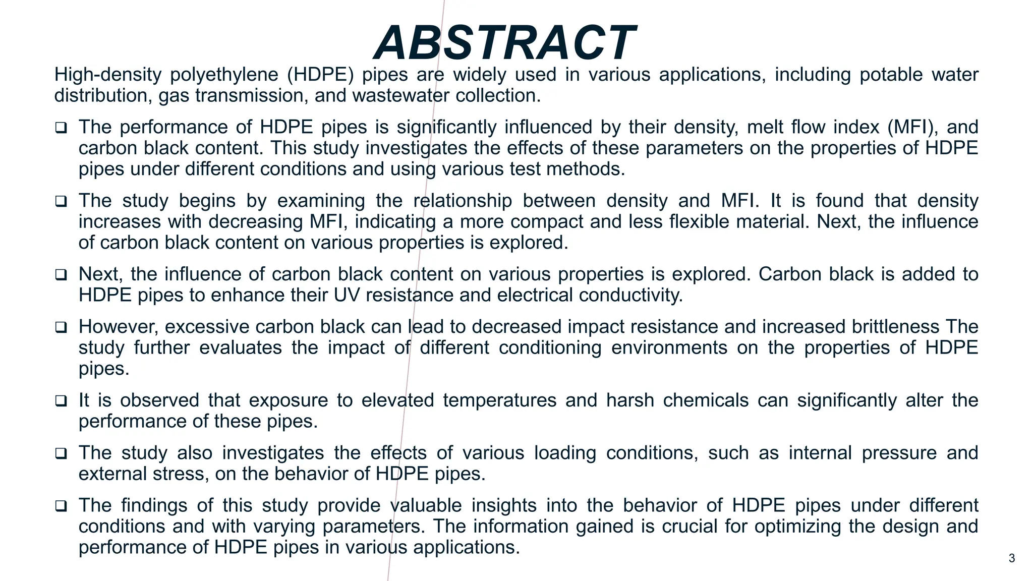 Density measurements Melt flow index test and carbon black test of HDPE ...