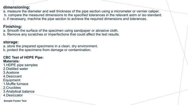 Density measurements Melt flow index test and carbon black test of HDPE ...