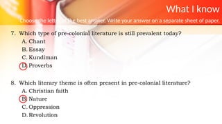 Module 2: Historical Overview of Philippine Literature: Pre-colonial ...