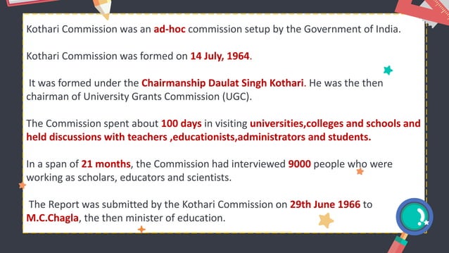 KOTHARI COMMISSION(1964-1966) | PPTX | Education
