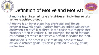 motivation : nature, scope and its process | PPT