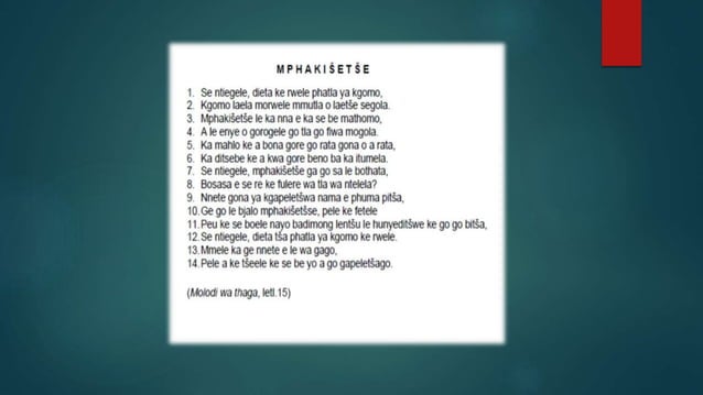 Tshekatsheko ya Theto "Mphakišetše" | PPTX