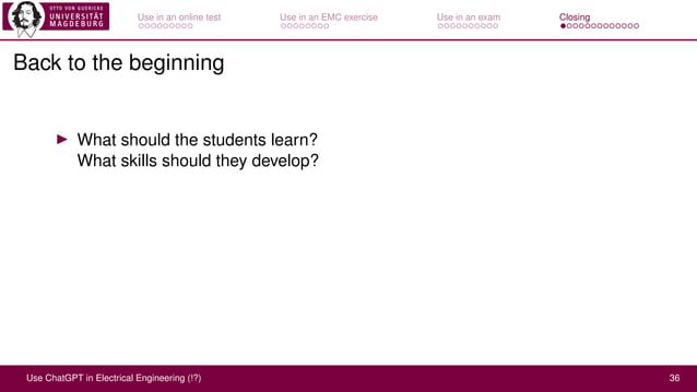 Use ChatGPT in Electrical Engineering (!?) - Contribution to the event "AI Tools at OVGU" | PDF