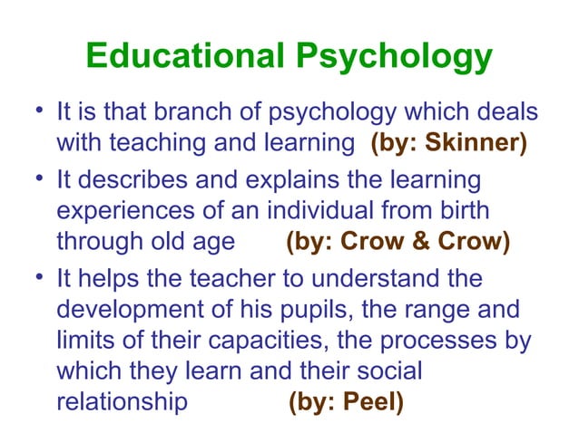 EDUCATIONAL PSYCHOLOGY FOR TEACHING AND LEARNING | PPT | Educational ...