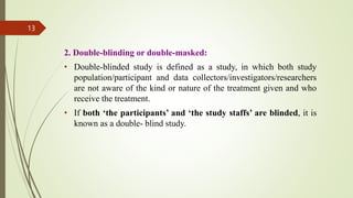 Cross over design, Placebo and blinding techniques | PPTX