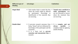 Cross over design, Placebo and blinding techniques | PPTX