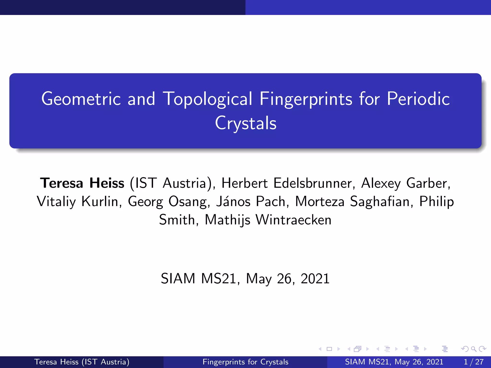 Geometric and Topological Fingerprints for Periodic Crystals | PPT