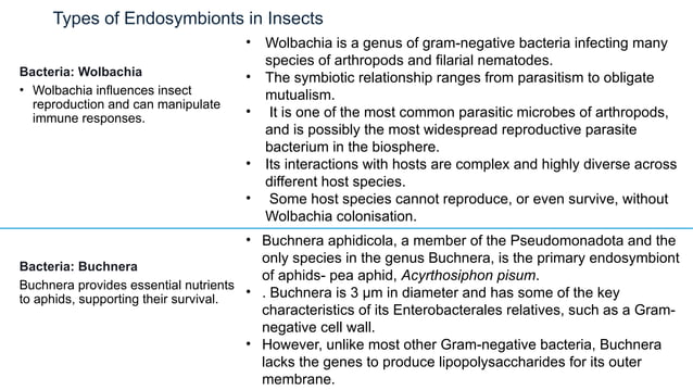 Endosymbionts in enhancing insect defense | PPTX