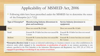 Micro, Small and Medium Enterprises Development Act, 2006: A Law with Large Impact on Buyers | PPTX