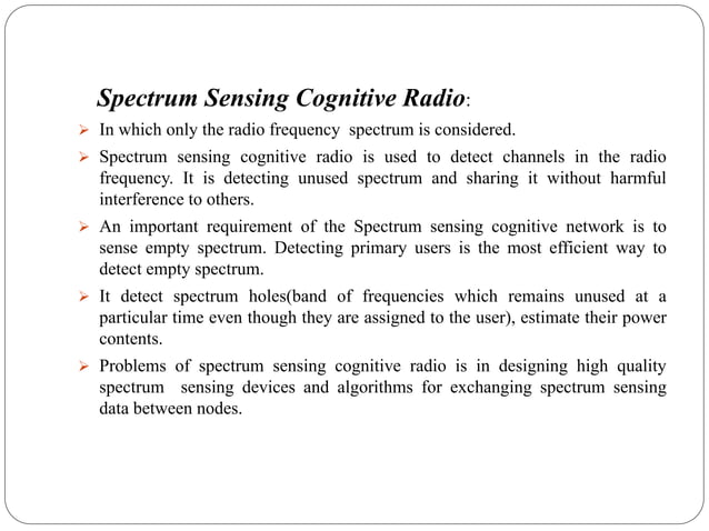 Enhanced Cognitive Radio Network In Dynamic Spectrum Sensing Ppt