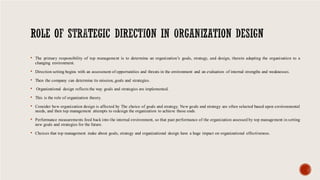 Role of strategic direction in organization design | PPT