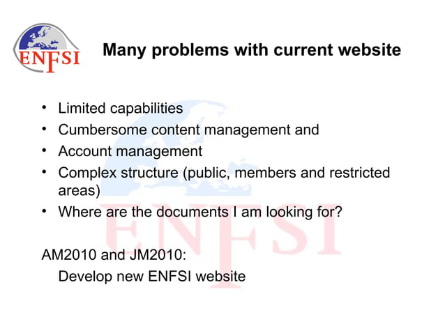 Presentation new ENFSI website AM2012 | PPT