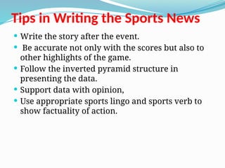 Sports writing tips, the do's and don t's to improve writing skills | PPTX
