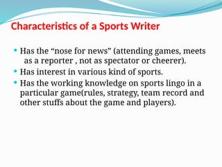 Sports writing tips, the do's and don t's to improve writing skills | PPTX
