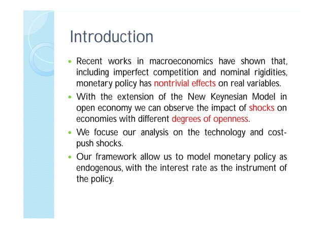 New Keynesian Model in Open Economy | PPT