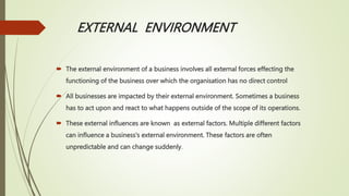 EXTERNAL ENVIRONMENT OF BUSINESS | PPTX
