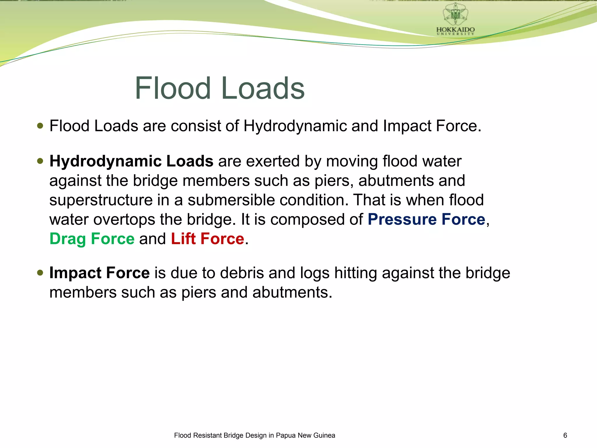 Flood Loads on Bridges over River Crossings | PPTX