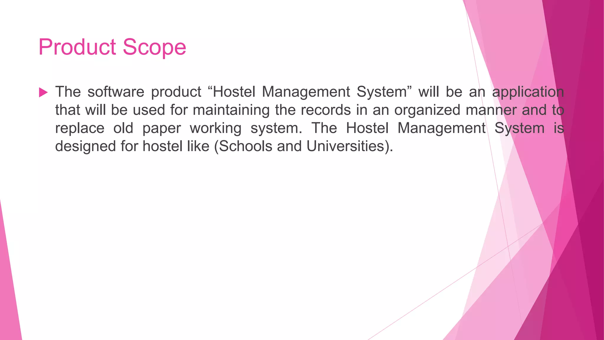 Presentation Of Hostel Management System SRS | PPTX