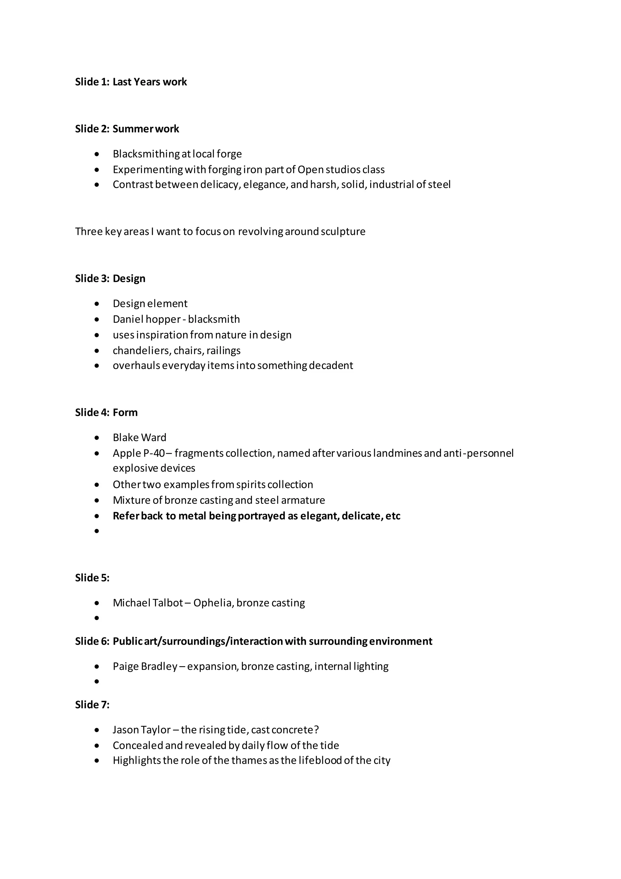 Student led seminar: Presentation notes | DOCX