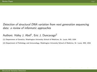 Structural Variation Detection | PDF