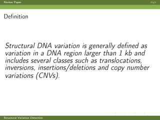 Structural Variation Detection | PDF