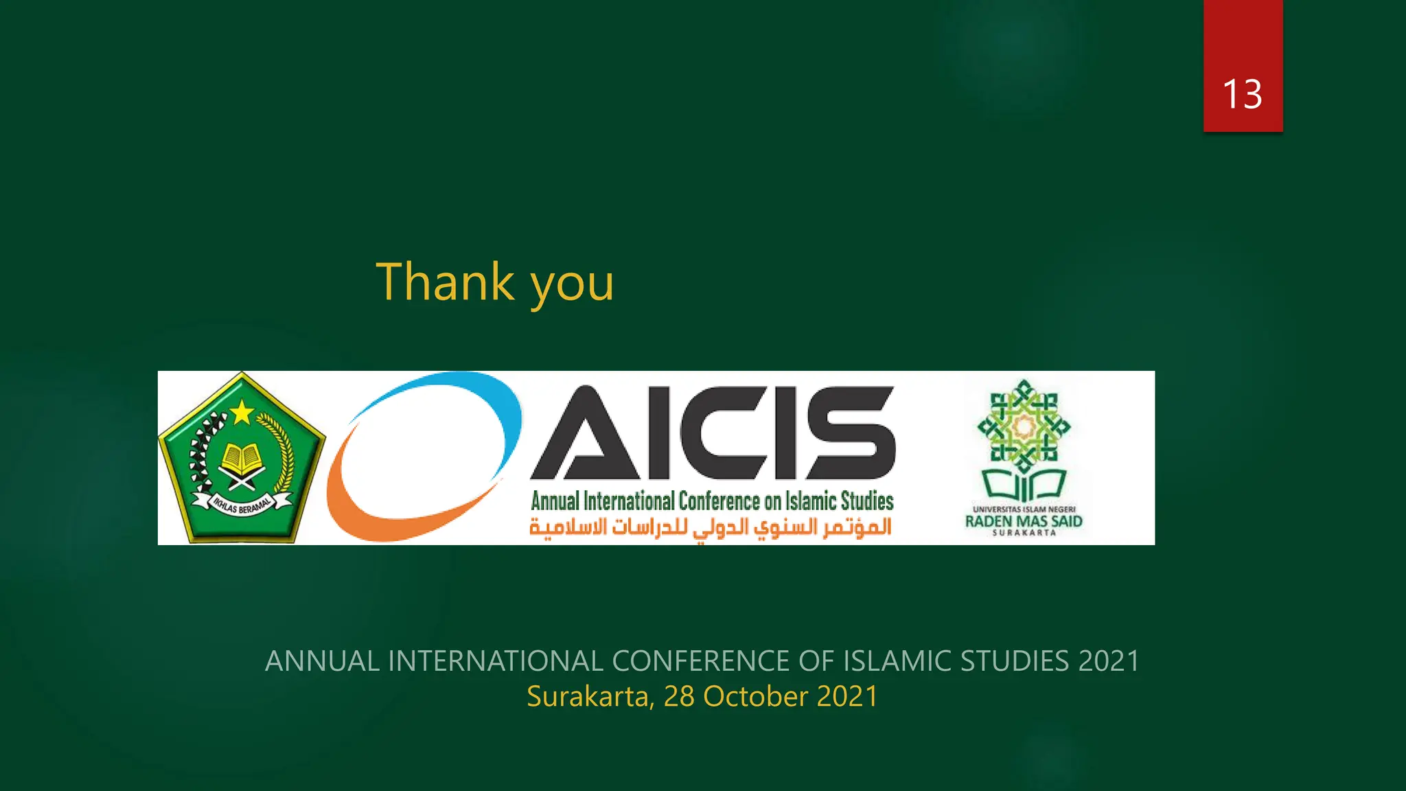 Presentation of AICIS 2021 tema moderasi beragama | PPT