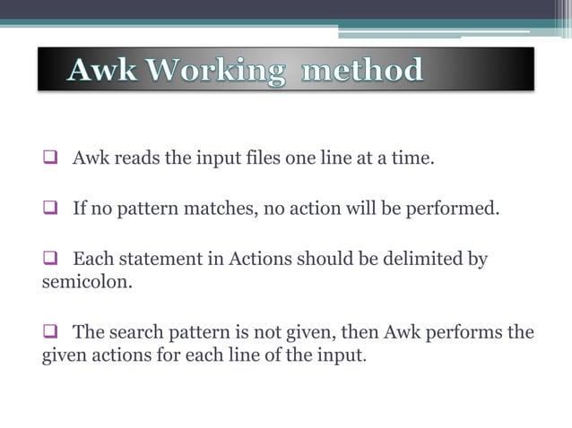 Presentation of awk | PPTX | Programming Languages | Computing