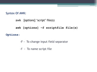 Presentation of awk | PPTX