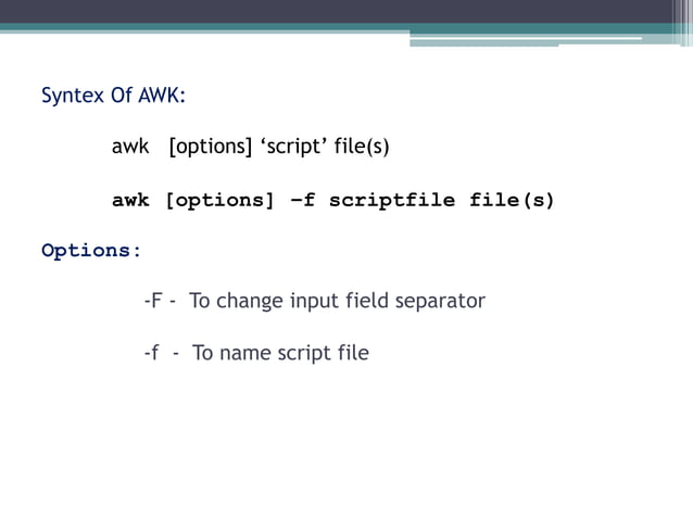 Presentation of awk | PPTX | Programming Languages | Computing