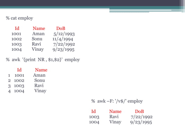 Presentation of awk | PPTX | Programming Languages | Computing