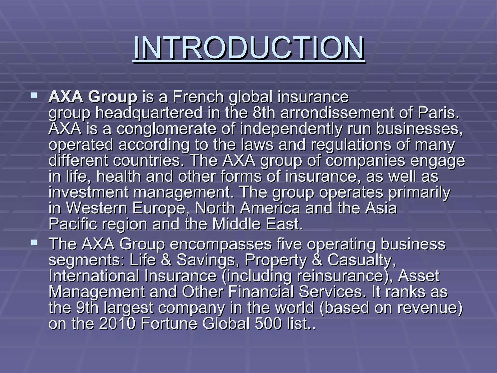 Presentation of axa group | PPT