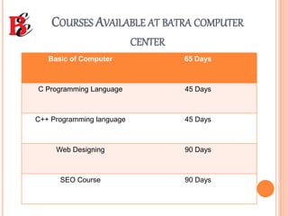 Presentation of batra computer coaching centre | PPTX