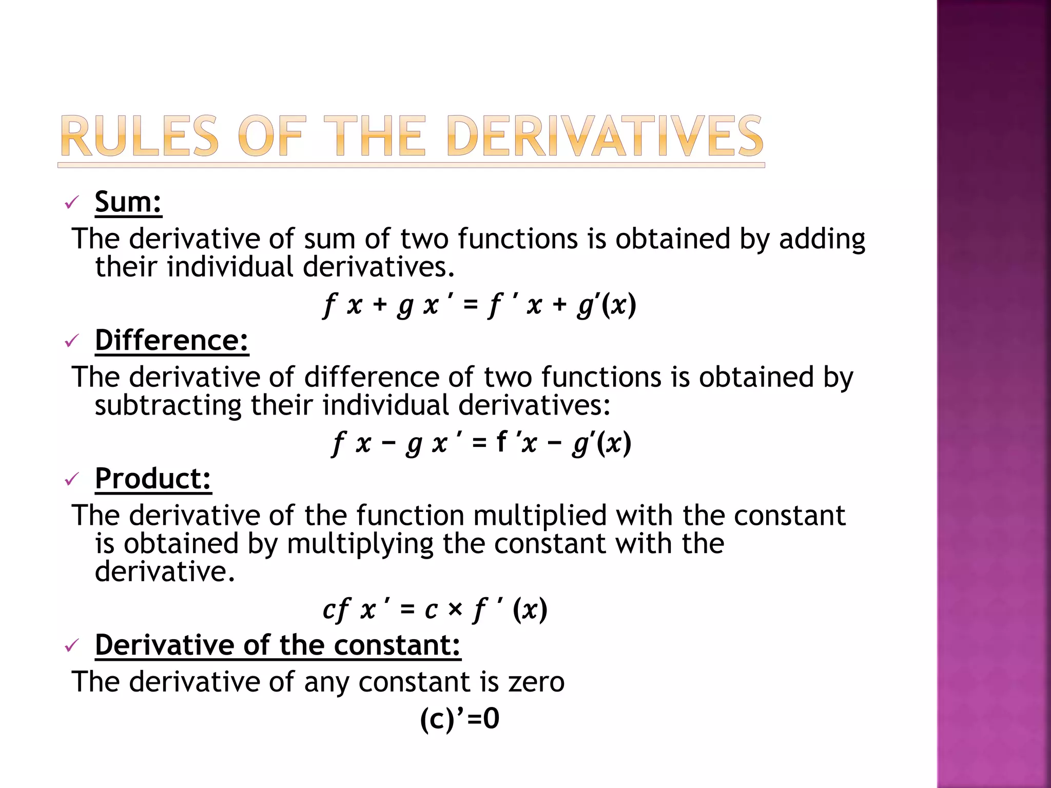 Presentation of calculus on application of derivative | PPTX