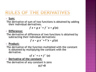 Presentation of calculus on application of derivative | PPTX