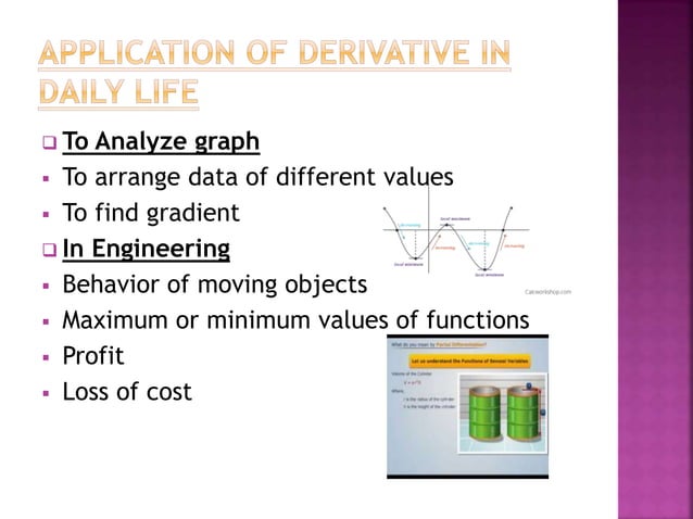 Presentation of calculus on application of derivative | PPTX | Physics ...