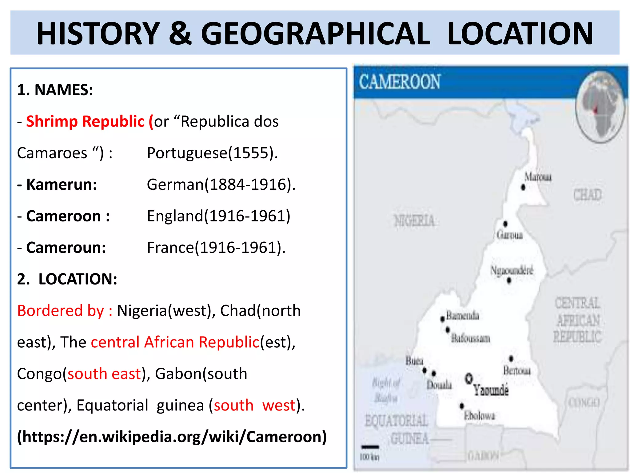 Presentation of cameroon(by desire noumi t.) ) | PPT