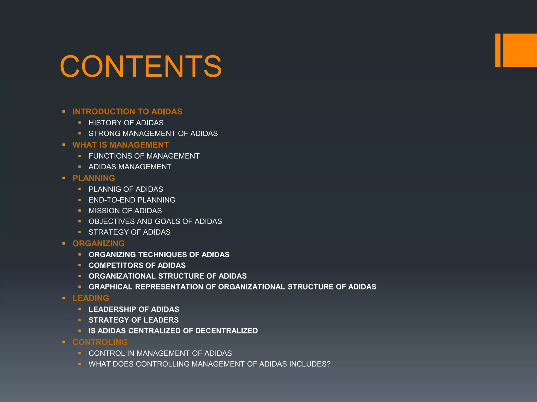 Adidas Management and Managerial Structure | PPTX