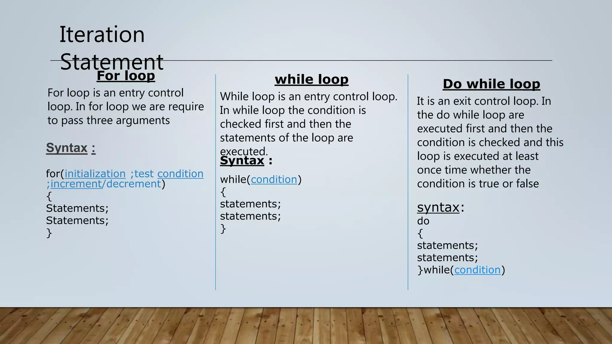Presentation of control statement | PPTX