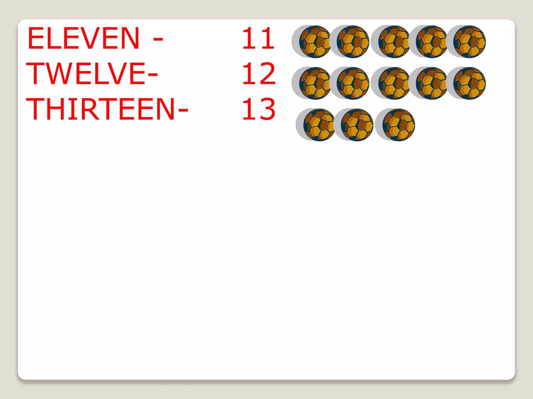 Presentation of counting 11 to 20 | PPT