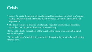 Differentiating Among Stress, Acute Stress Disorder, Acute Crisis ...