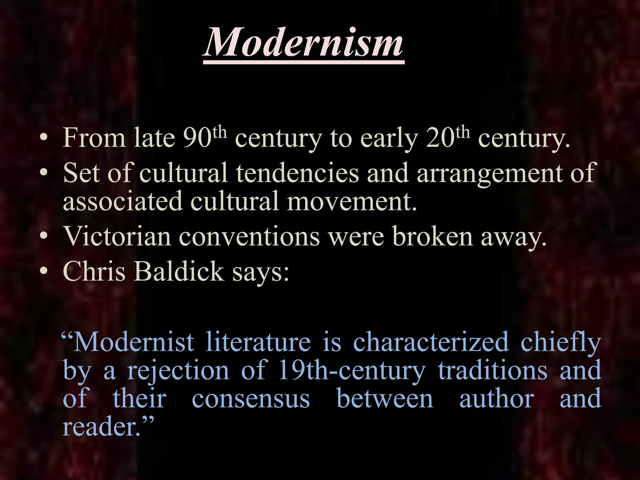 Presentation on Modernism, Post modernism & New Historicism | PPTX