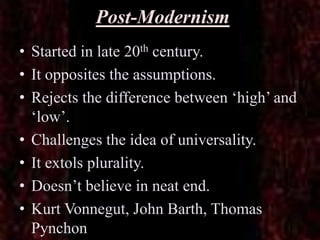 Presentation on Modernism, Post modernism & New Historicism | PPTX ...