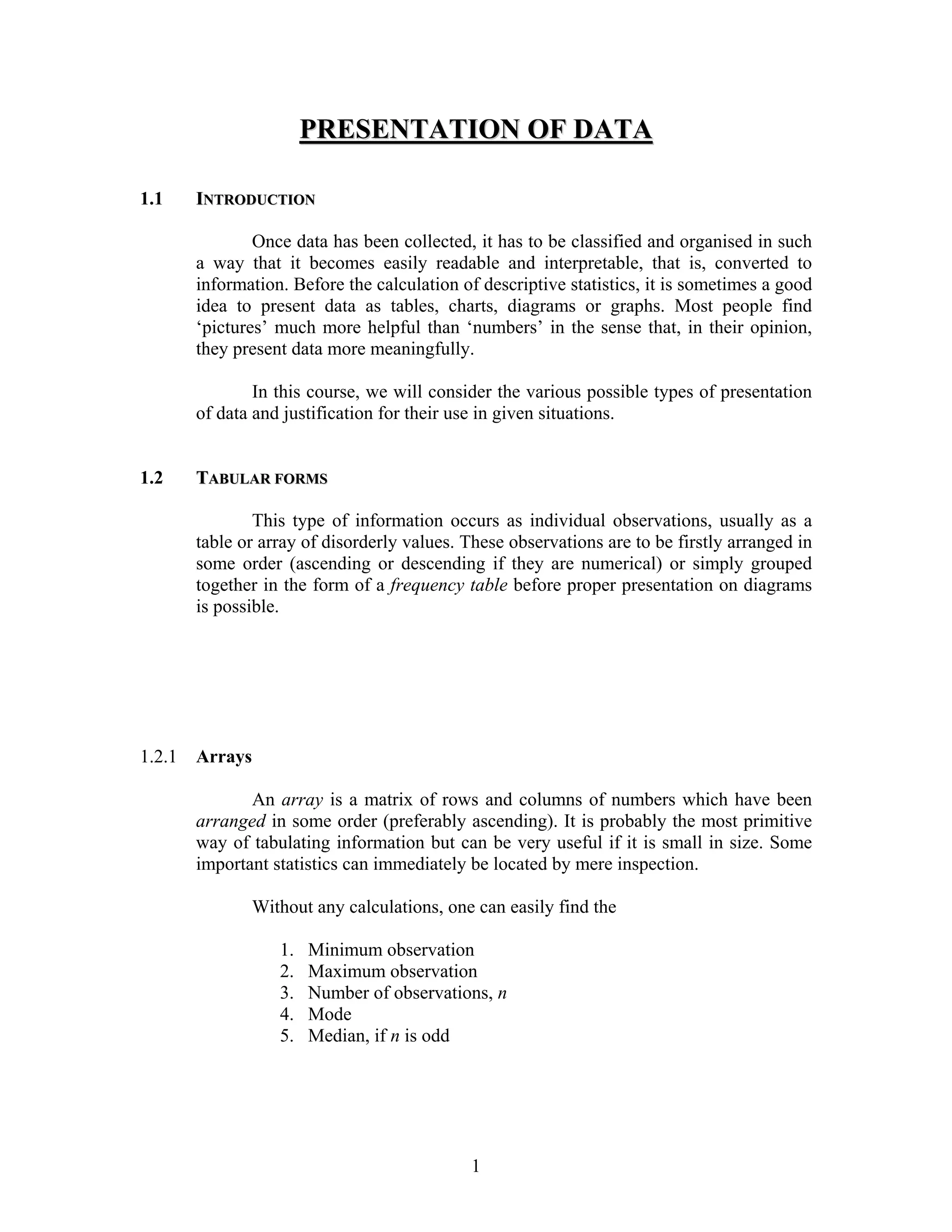 Presentation of data | PDF